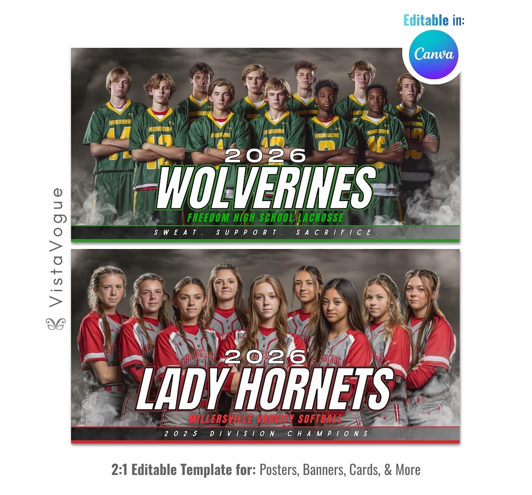 Sports Team Banner Canva Template | Editable | Custom Poster for ...