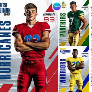 6 Football Canva Template Bundle | for Senior Night Sports Posters ...
