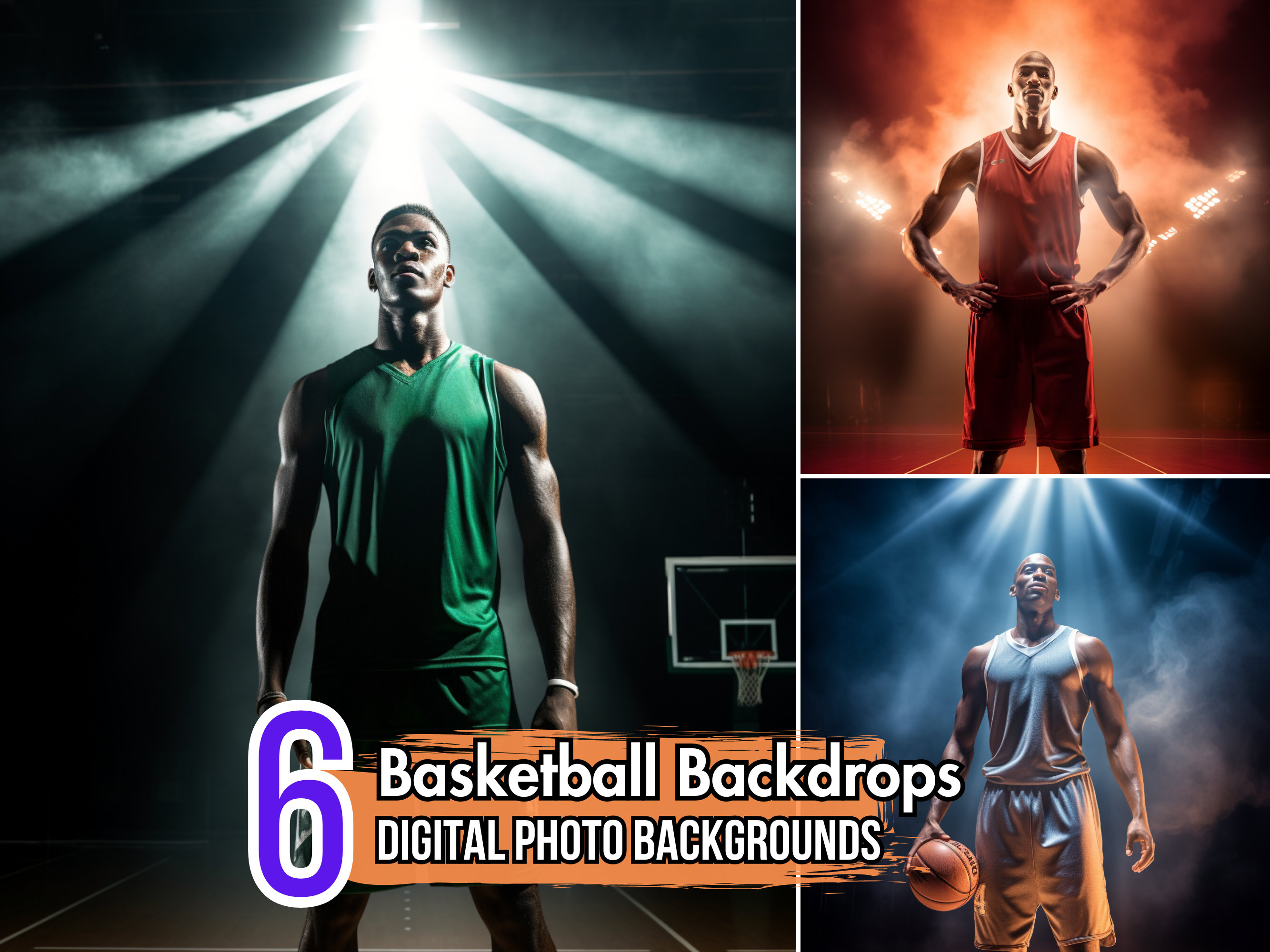 6 Basketball Digital Photo Backgrounds Digital Sports Backdrops for ...