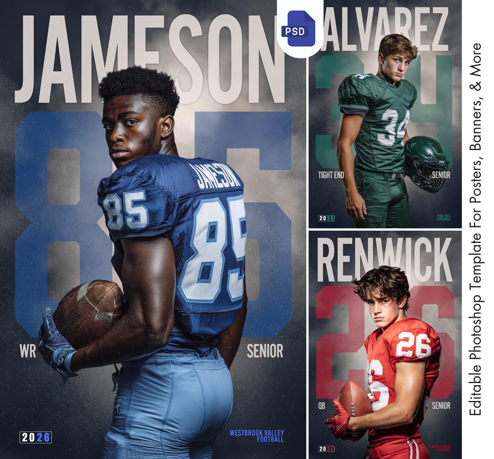 Football Photoshop Template | Football Player Cards, Custom Sports ...