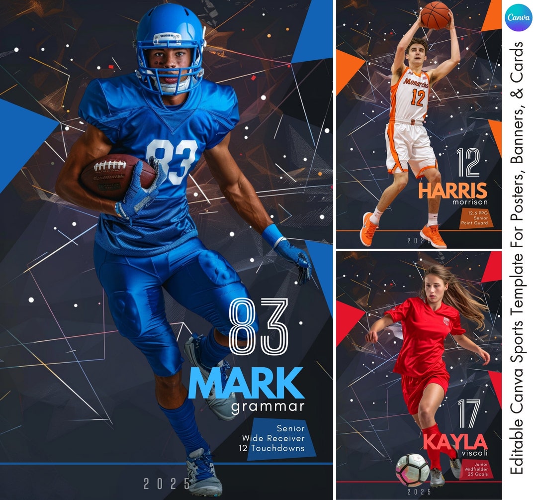 Custom Sports Poster Canva Template | Senior Sports Poster, Football ...
