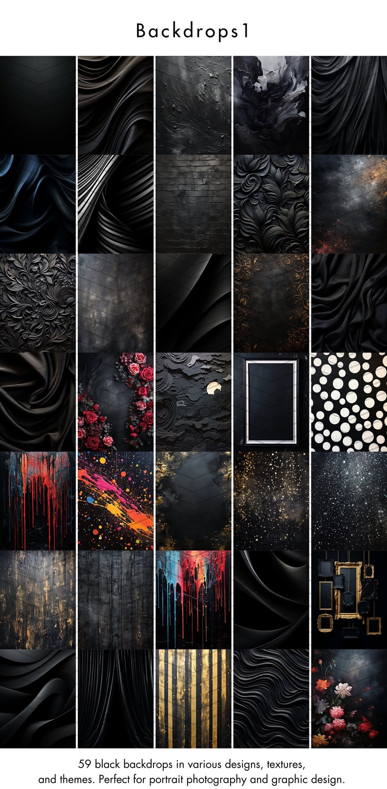 59 Black Portrait Photography Digital Backdrops: Mega Collection Black ...