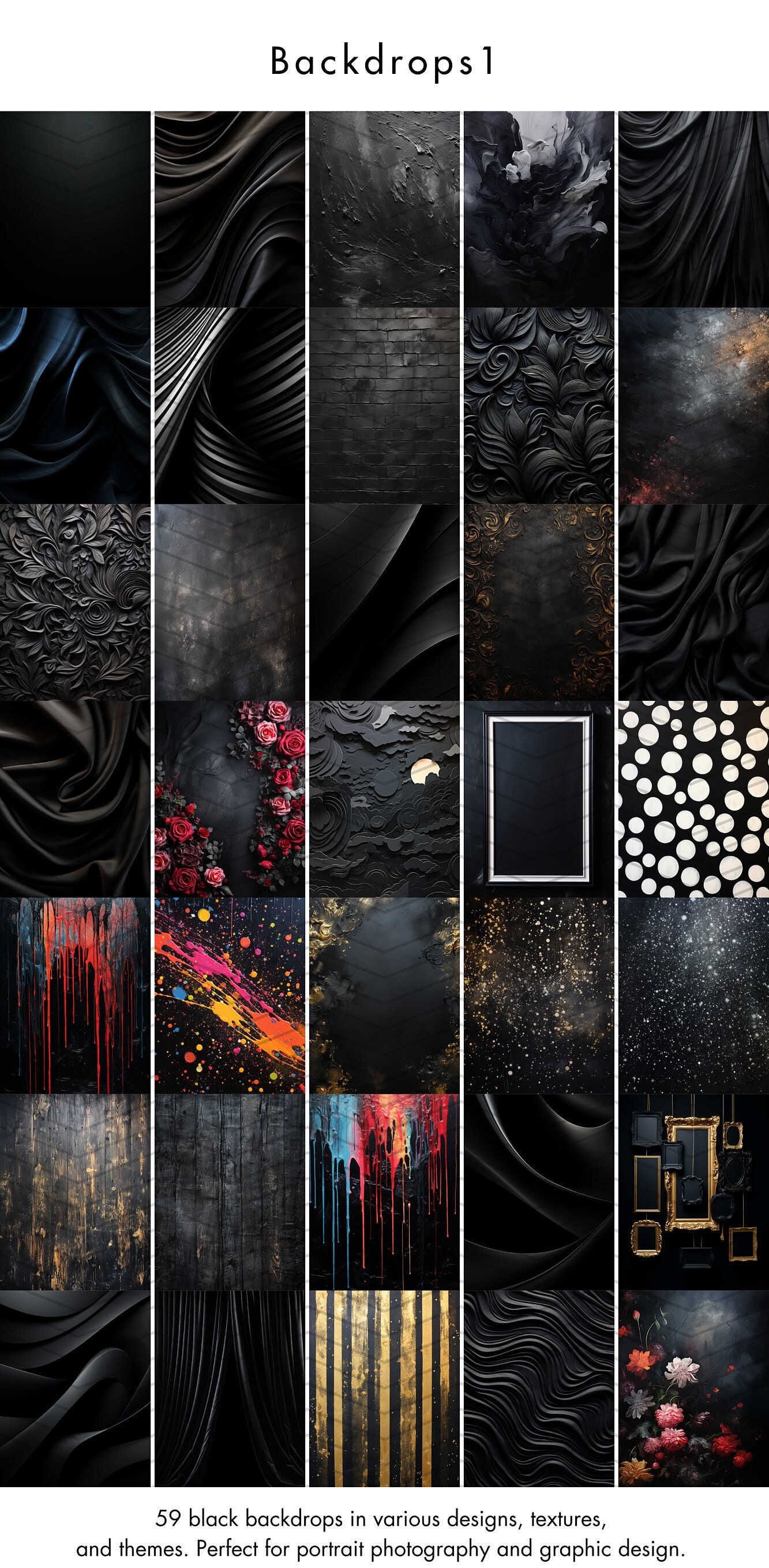 59 Black Portrait Photography Digital Backdrops: Mega Collection Black ...