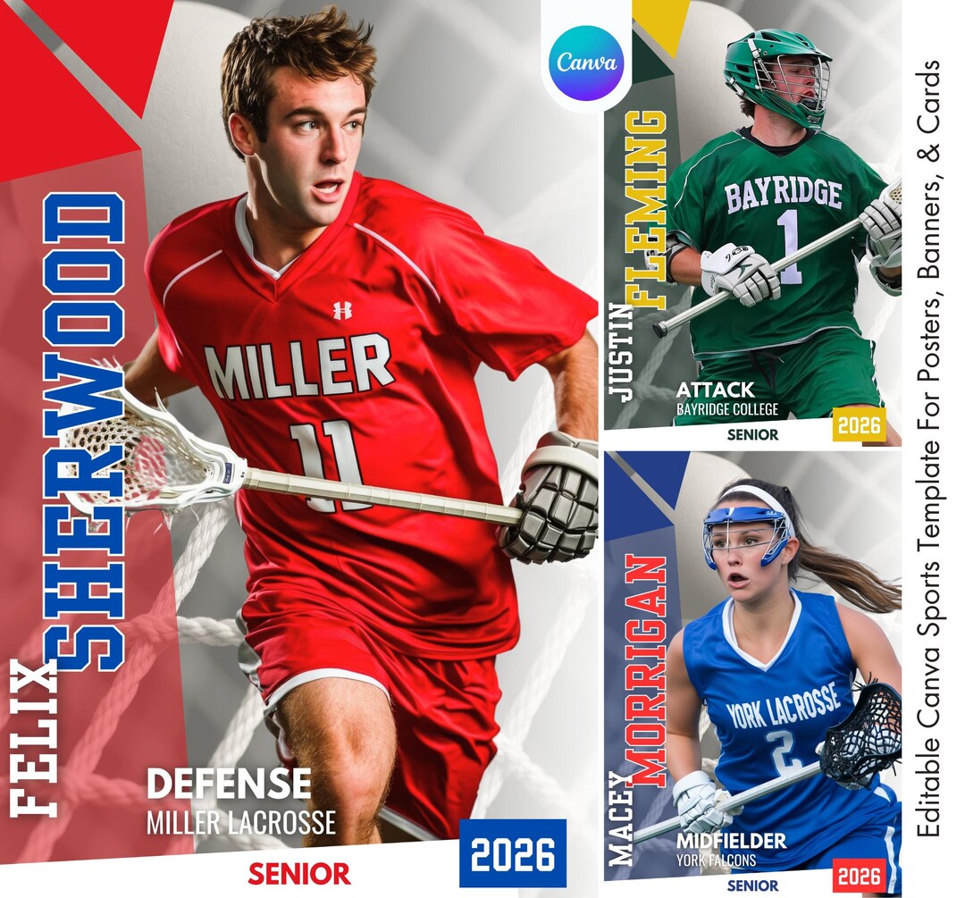 Lacrosse Banner Canva Template | Digital Lacrosse Background for Senior ...
