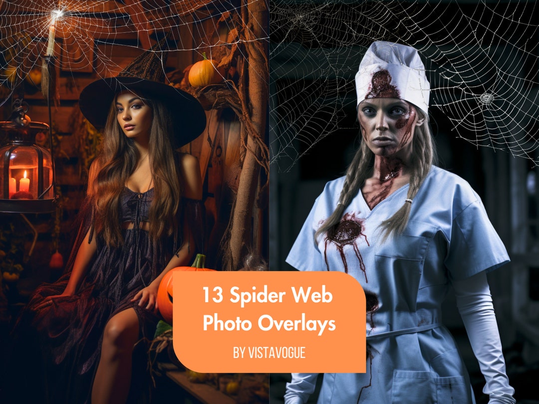13 Spider Web Overlay Set: Realistic Cob Webs for Spooky Halloween ...