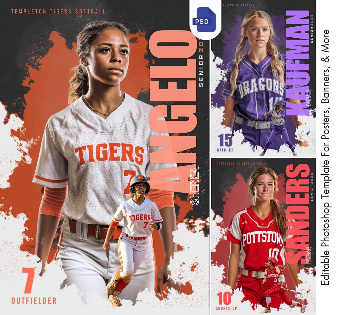 Softball Photoshop Template | Softball Backdrop for Posters, Senior ...