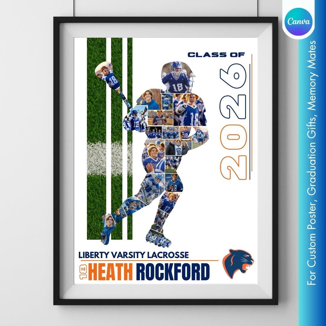 Lacrosse Photo Collage Canva Template | Senior Night Lacrosse Poster ...