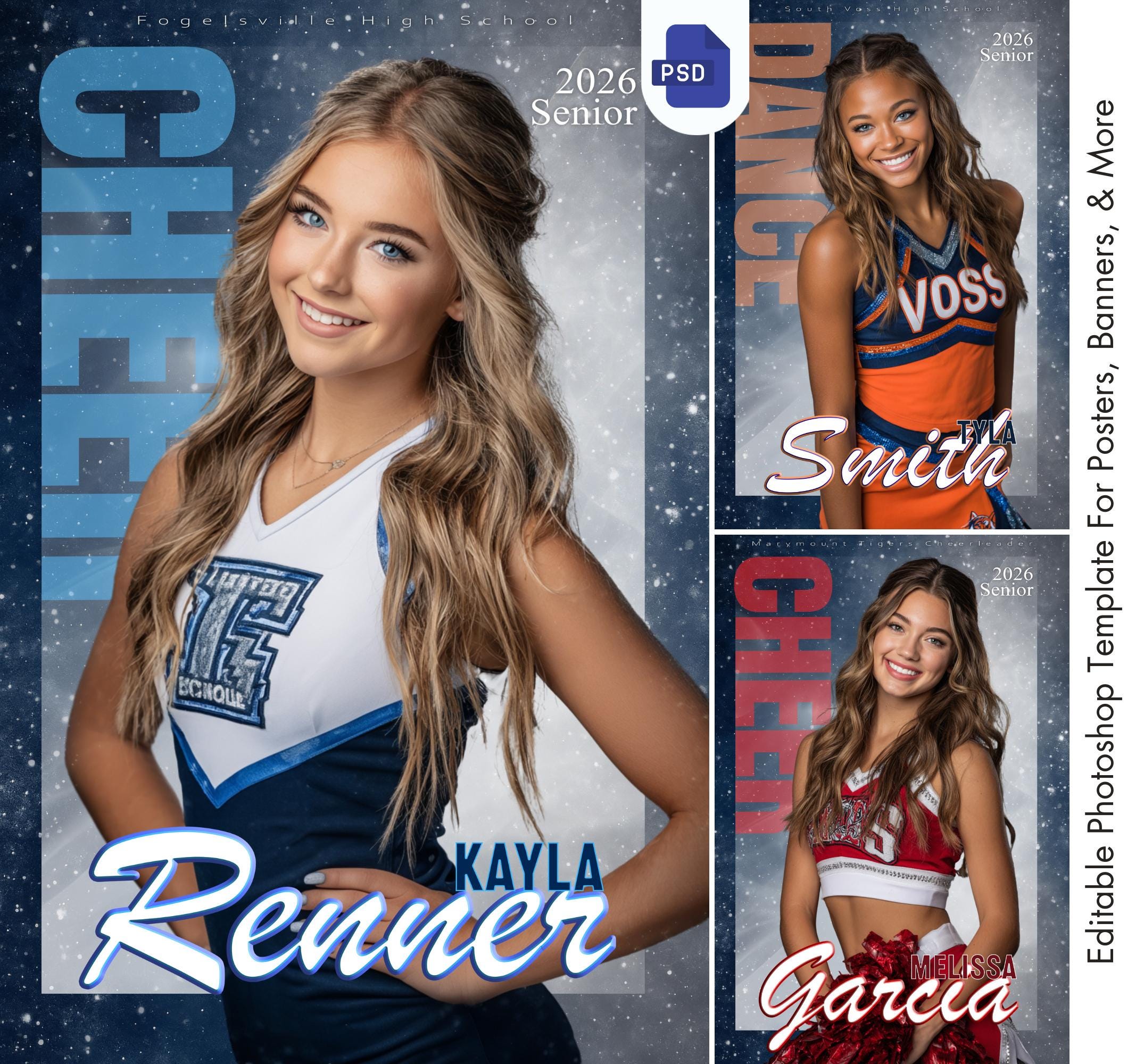 Cheer & Dance Photoshop Template | Sports Posters, Cheerleader Banners ...