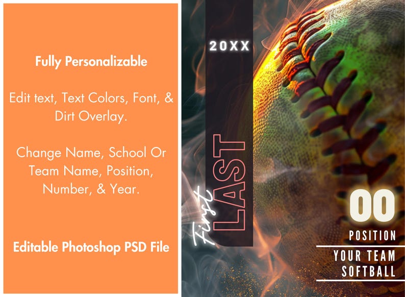 Softball Poster Photoshop Template | Softball Background for Custom ...
