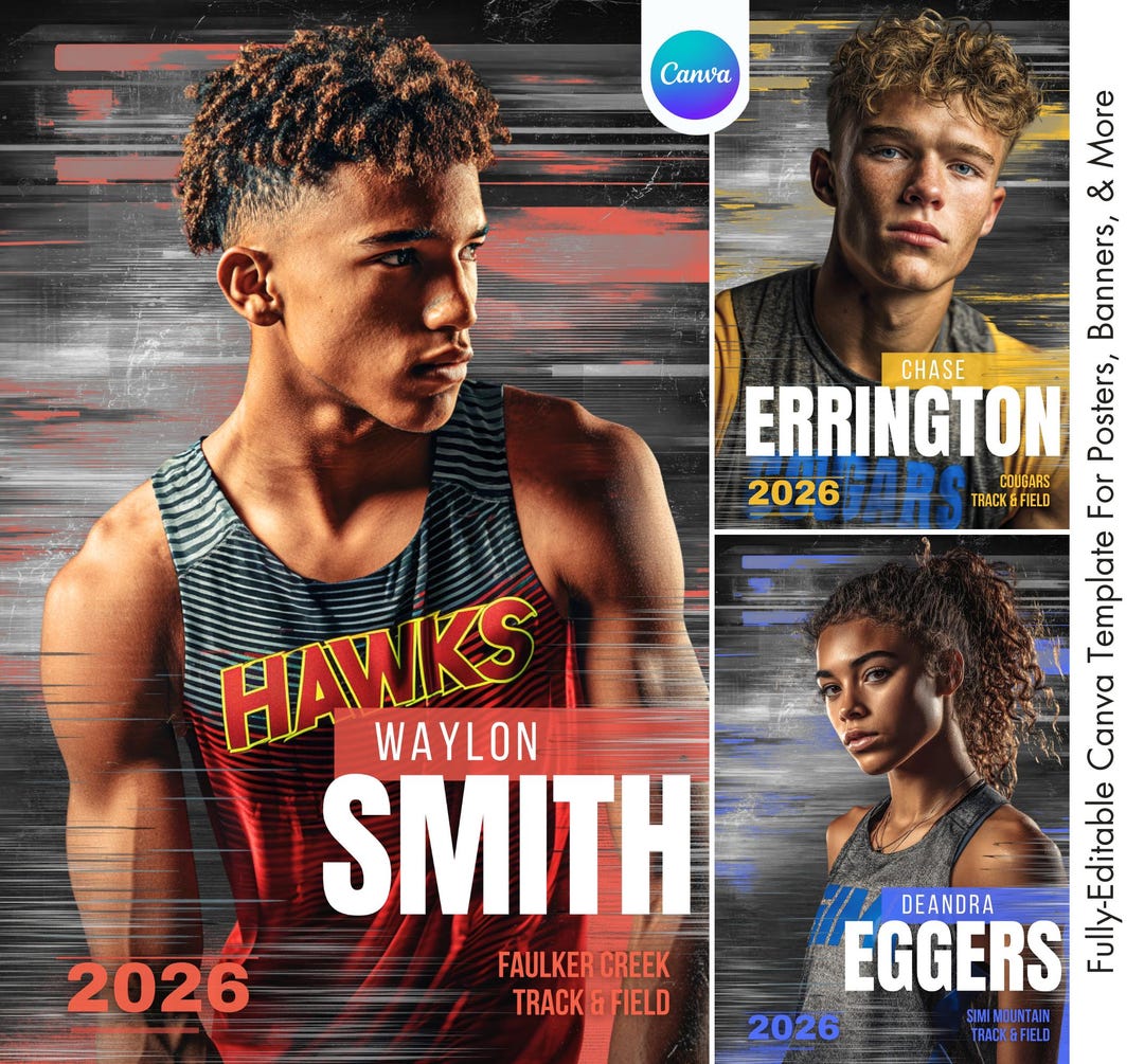 Track & Field Canva Template | Custom Senior Sports Poster, Memory Mate ...