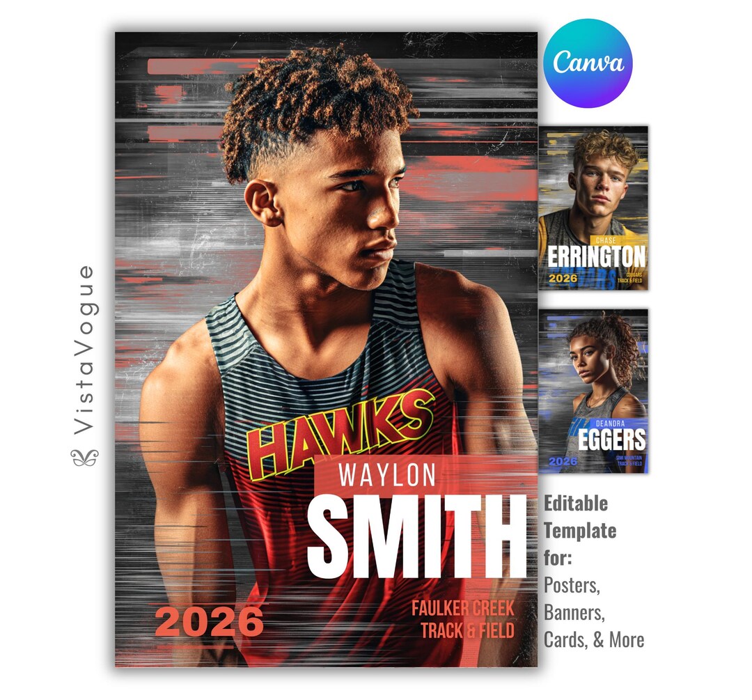 Track & Field Canva Template | Custom Senior Sports Poster, Memory Mate ...