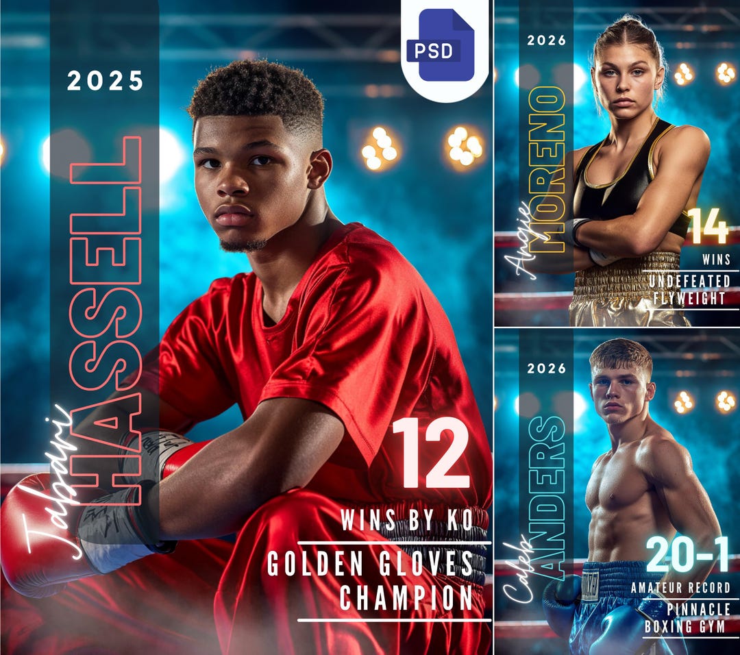 Boxing Poster Photoshop Template | Custom Boxing Backdrop & Digital ...