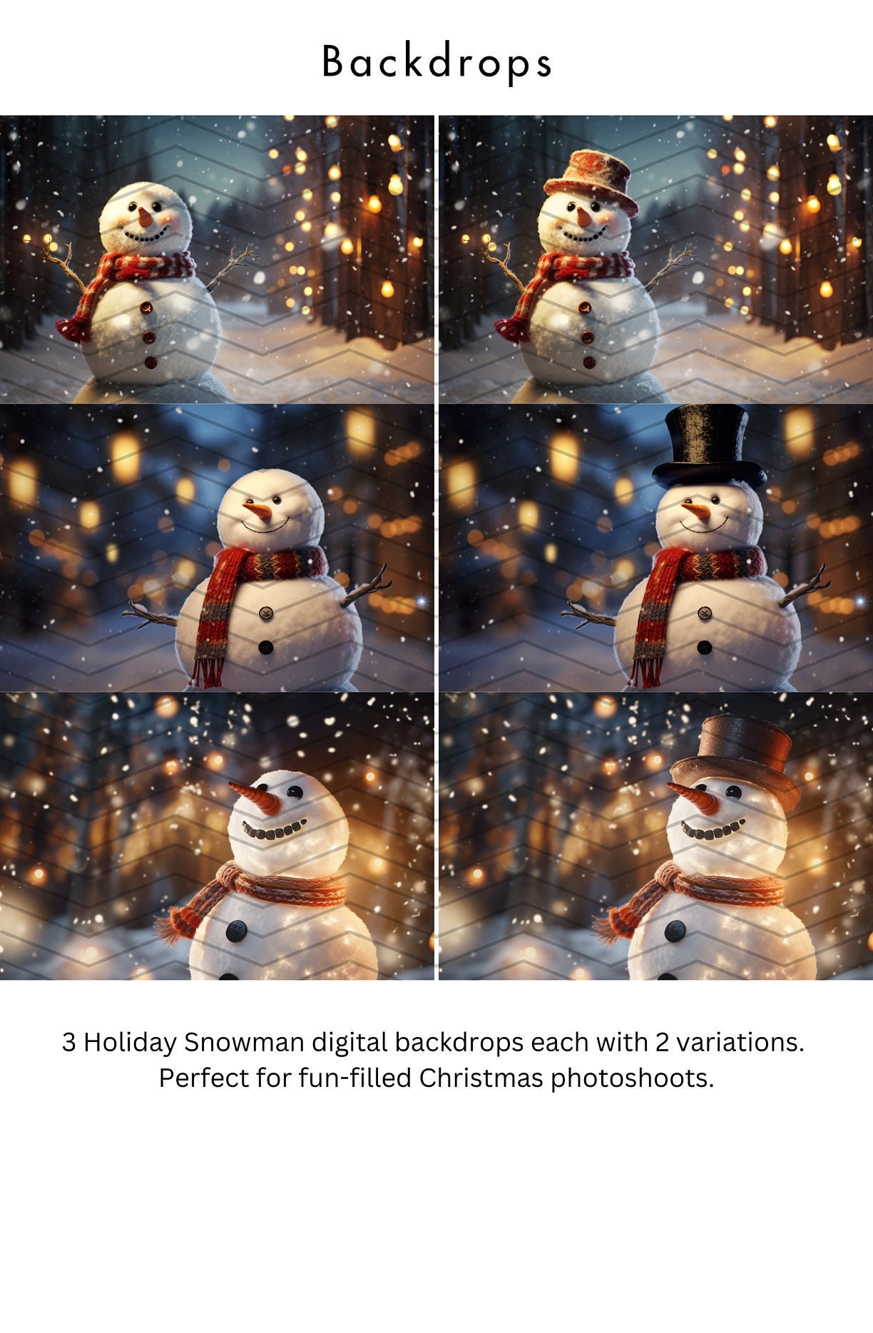 3 Snowman Christmas Backgrounds | Digital Backdrops | Snowman ...