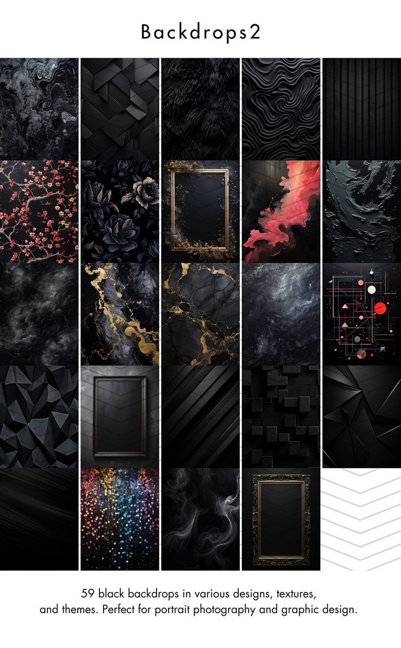 59 Black Portrait Photography Digital Backdrops: Mega Collection Black ...
