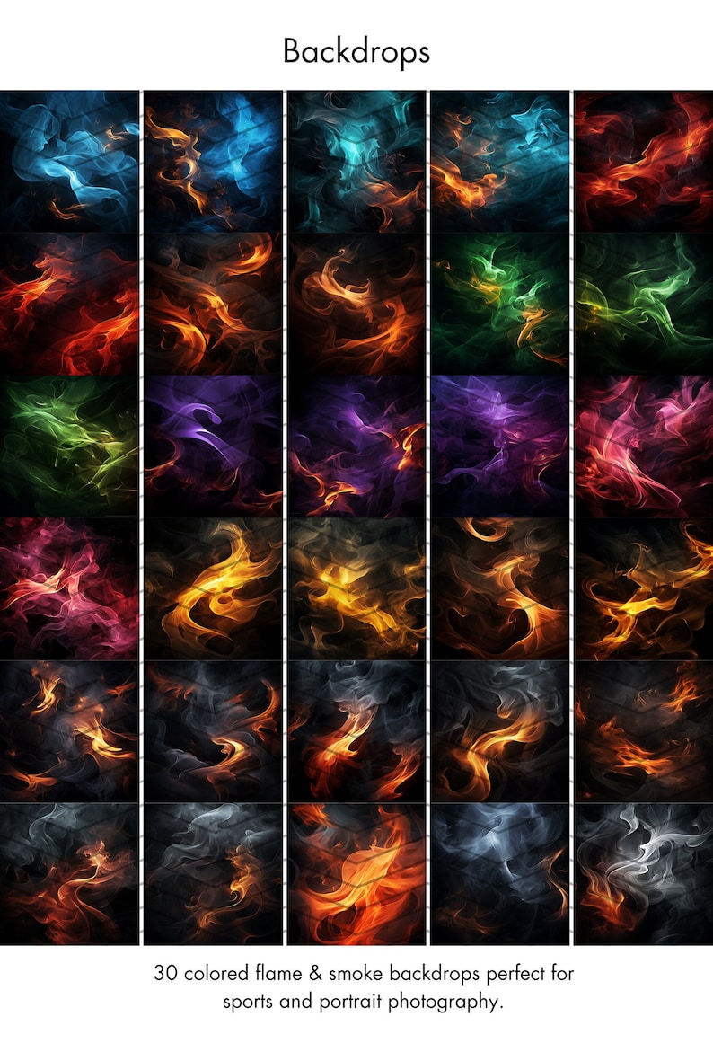 30 Fire & Smoke Digital Backdrops for Sports- Basketball, Football ...
