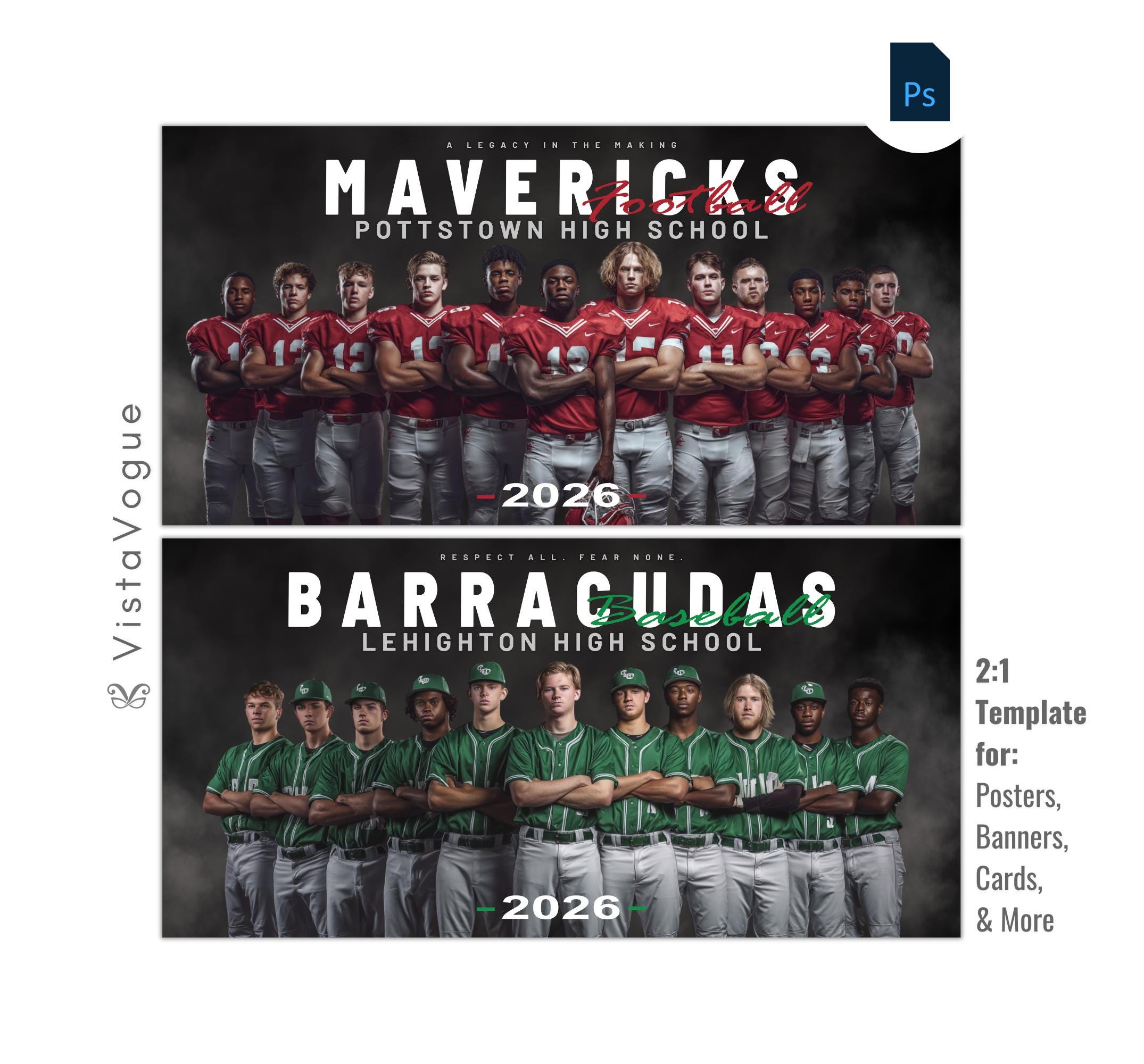 Team Banner Photoshop Template | Custom Gameday Poster for Football ...