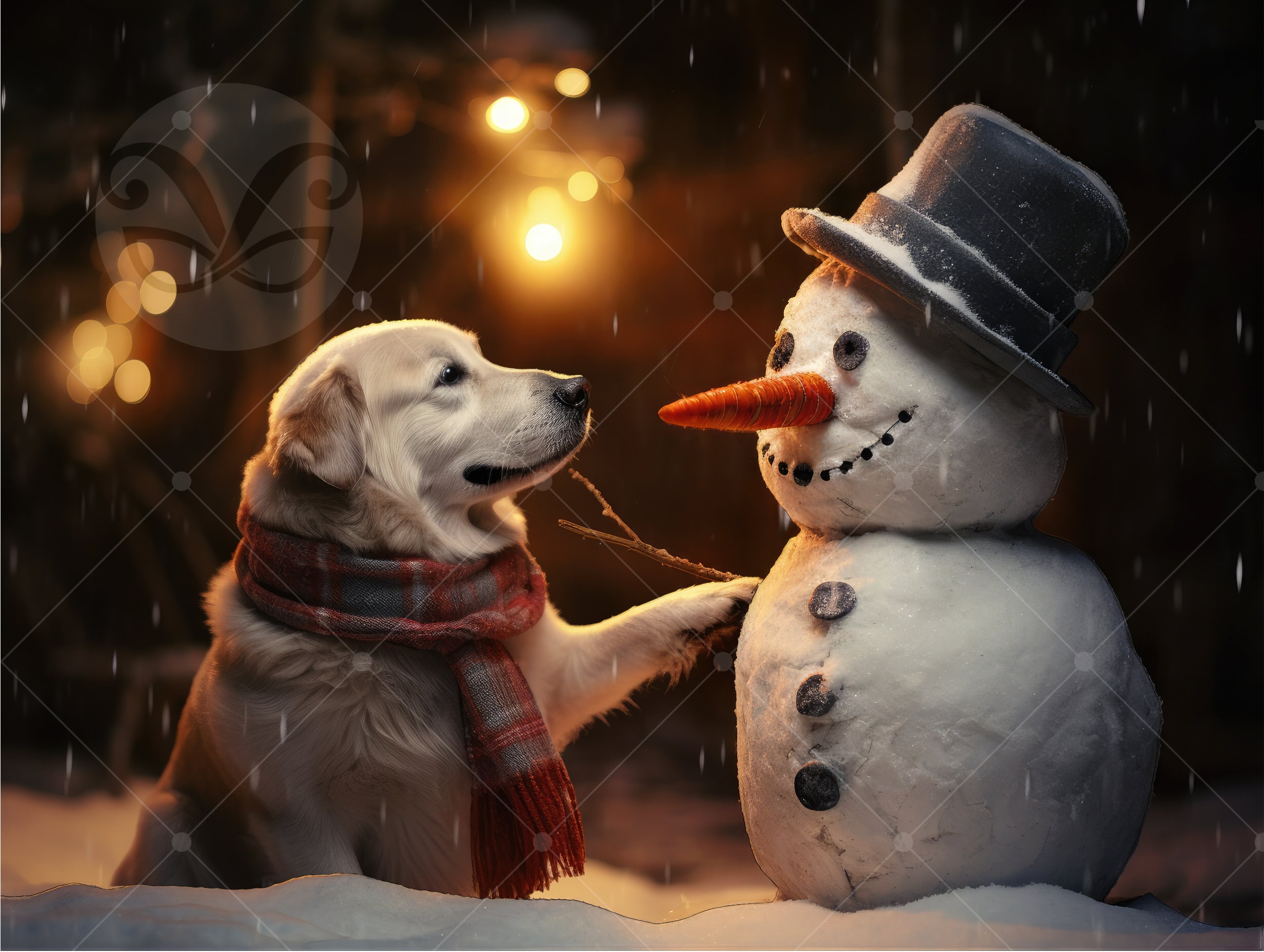 Pet Building Snowman Digital Backdrop Christmas Dog Picture Portraits ...