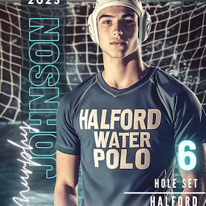 Water Polo Canva Template | Digital Water Polo Background for Senior ...