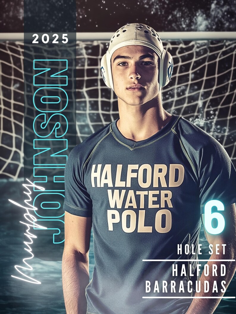 Water Polo Canva Template | Digital Water Polo Background for Senior ...