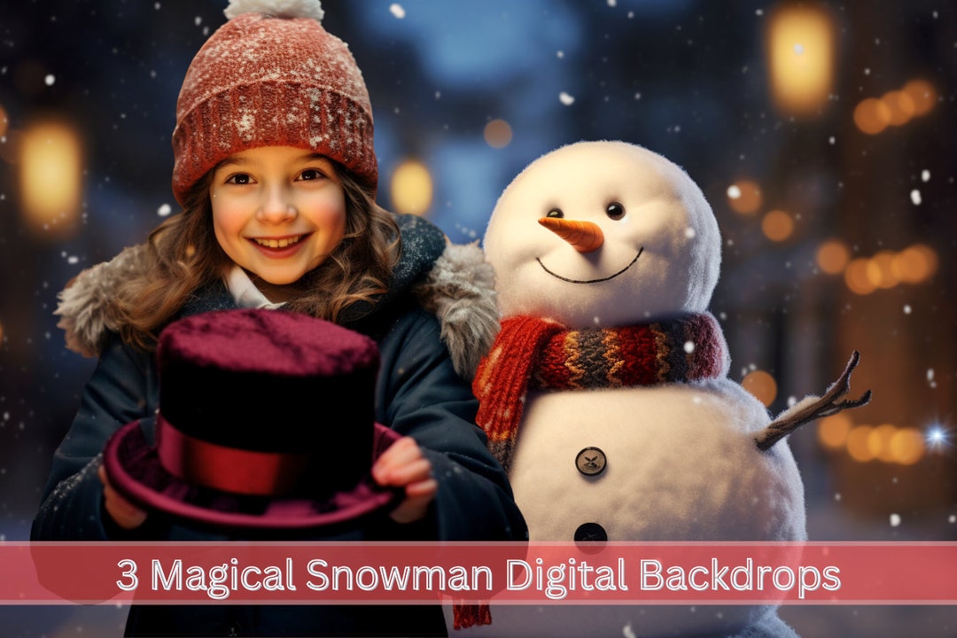 3 Snowman Christmas Backgrounds | Digital Backdrops | Snowman ...