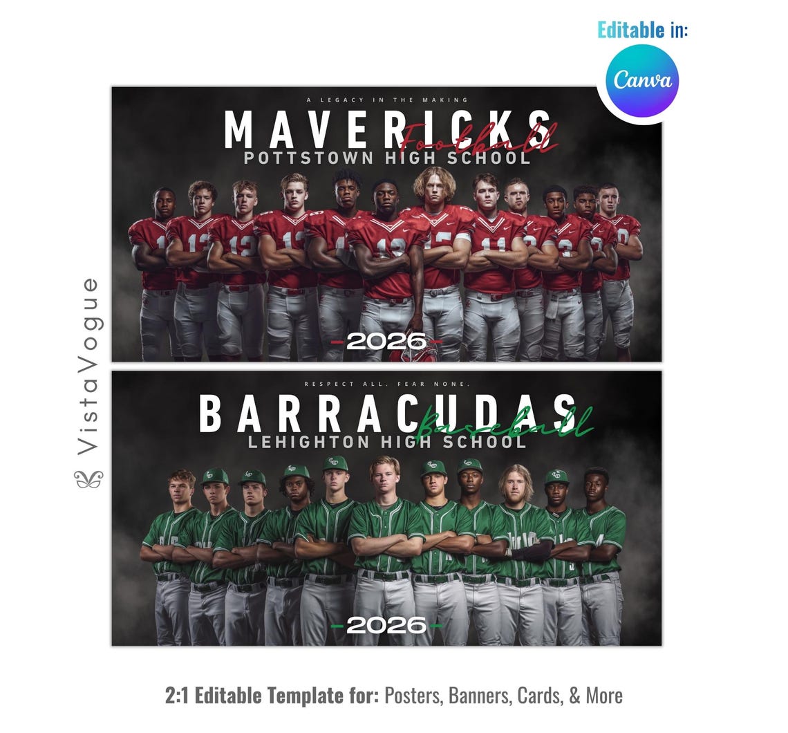 Sports Team Banner Canva Template | Editable Custom Gameday Poster for ...