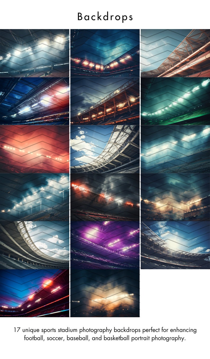 17 Sports Stadium Digital Backdrops: Basketball, Baseball, Football ...