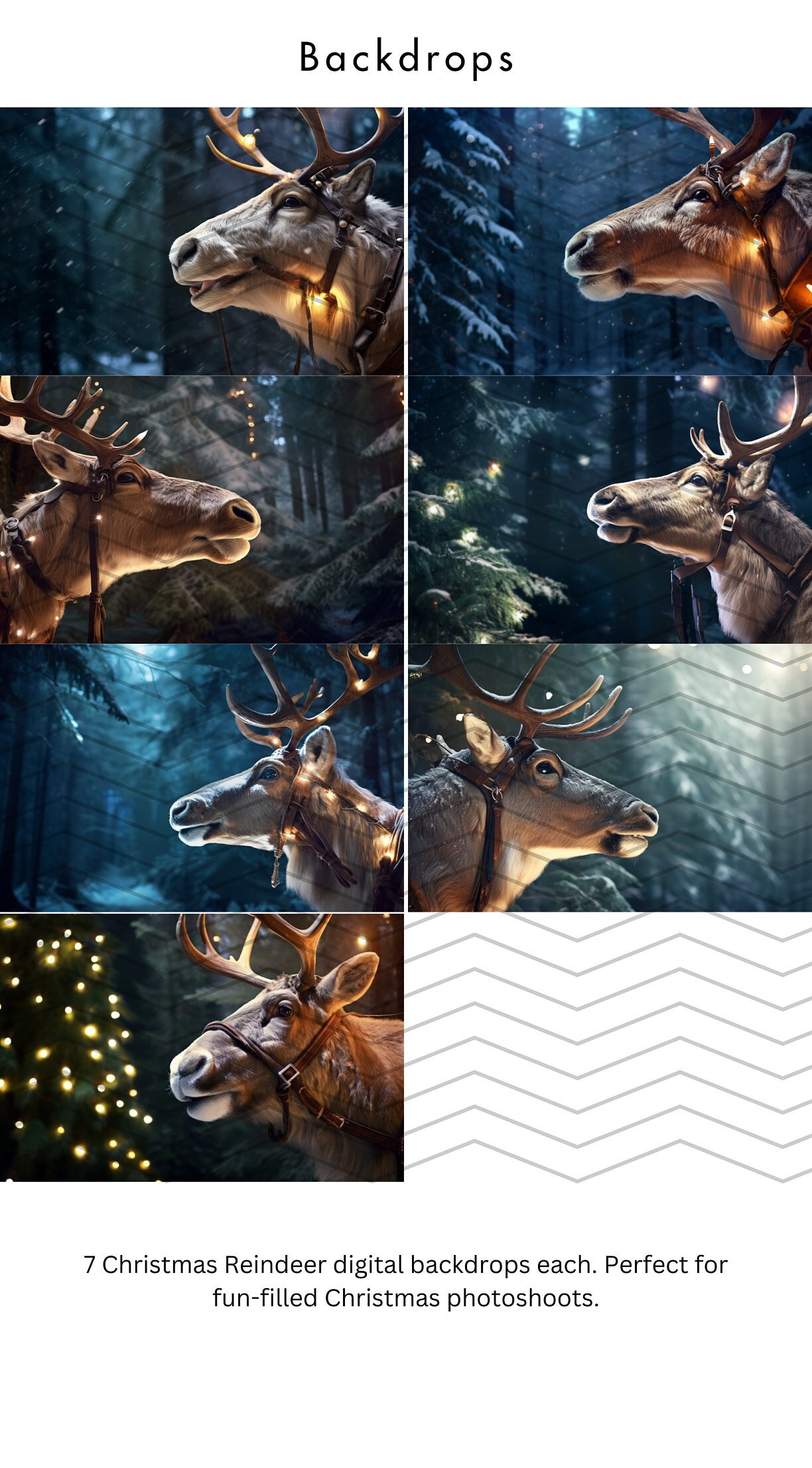 7 Enchanting Reindeer Digital Christmas Backdrop for Holiday Photos ...