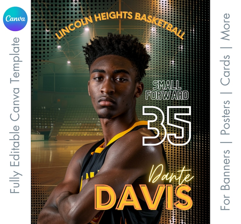 Basketball Canva Template Editable Photo Template for Senior Sports ...