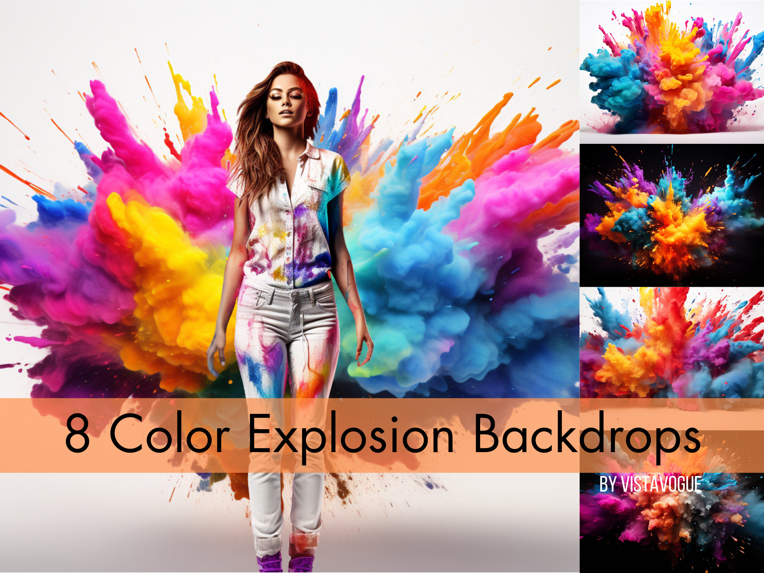 8 Color Explosion Digital Backdrops Colorful Smoke Background Color ...