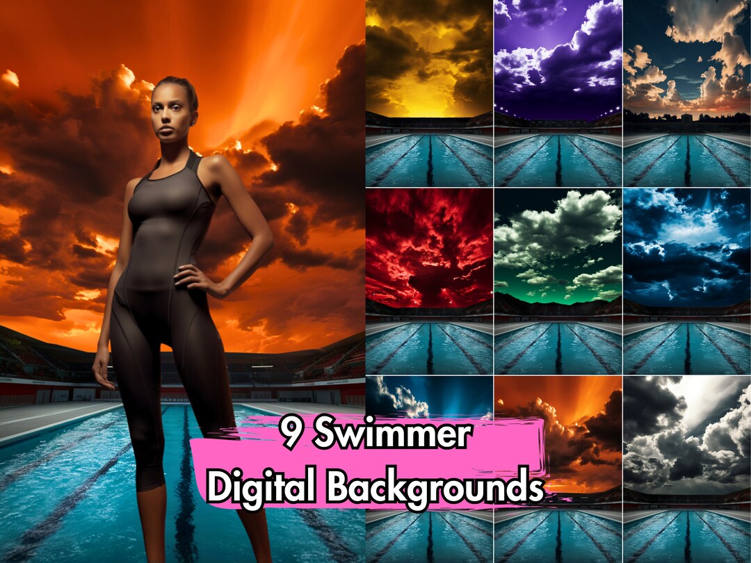 9 Swimming Digital Backgrounds & Sports Backdrops | PNG Digital ...
