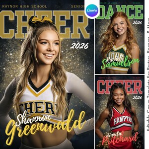 8 Cheer Canva Template Bundle | for Custom Dance Posters, Cheerleading ...