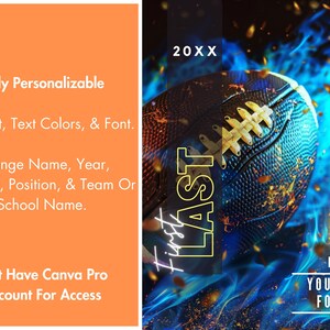 Blue Fire Football Poster Template | Editable in Canva | Digital ...