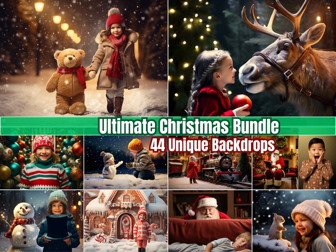 44 Christmas Backdrop Bundle | Digital Backdrops for Holiday ...