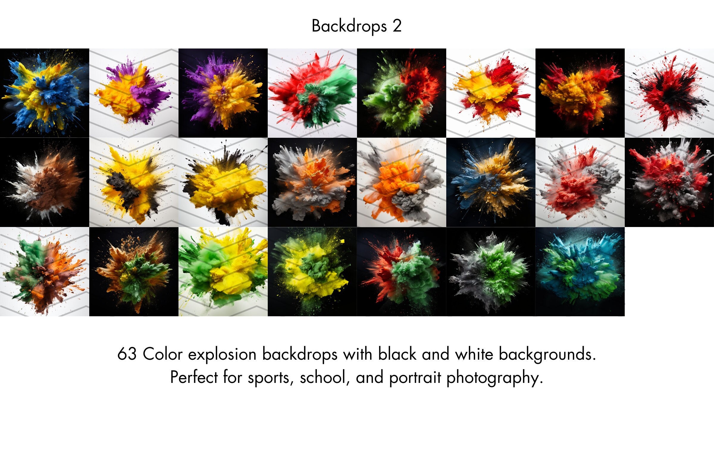 63 Color Explosion Digital Backdrops: School Color Photography ...