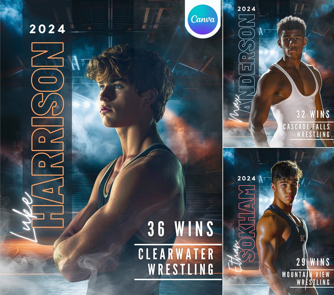 Wrestling Poster Canva Template | Senior Sports, Custom Poster, Sports ...