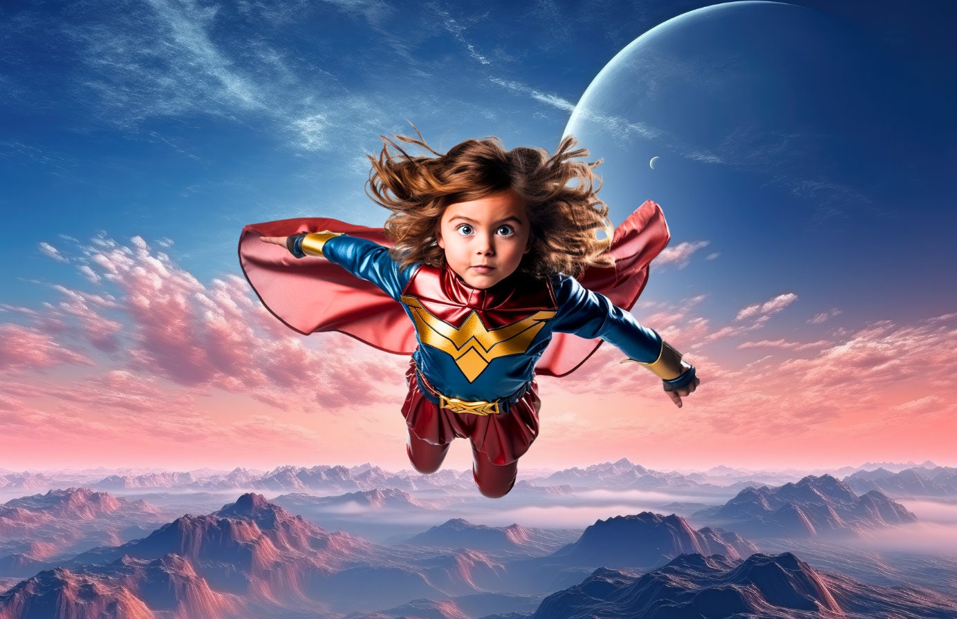 Superhero Digital Backdrop & Background: Moon, Sky, and City Photo ...