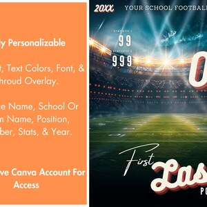 Football Poster Canva Template Backdrop | Background for Senior Sports ...