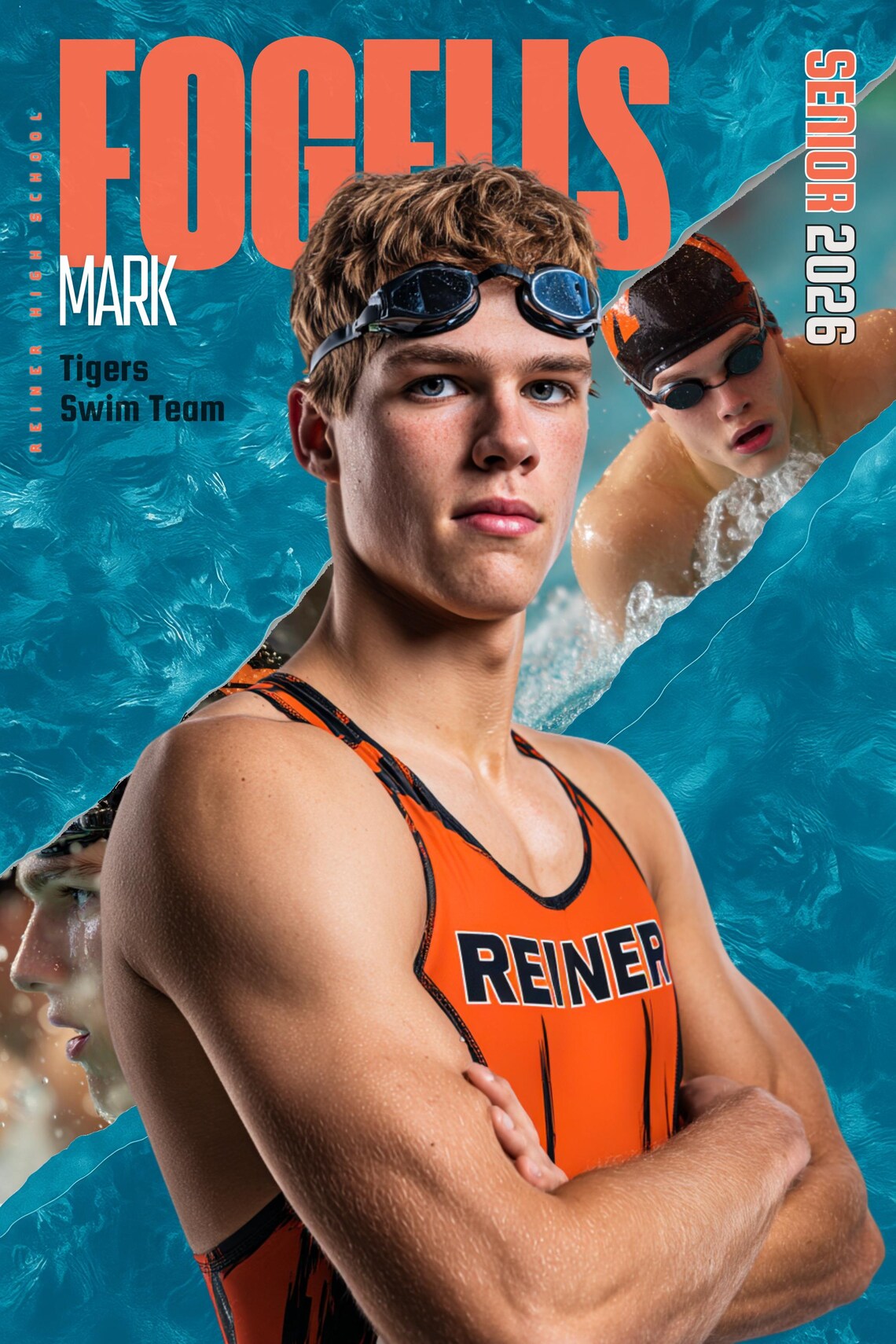 Swim Poster & Banner Canva Template | Swimmer Background for Memory ...