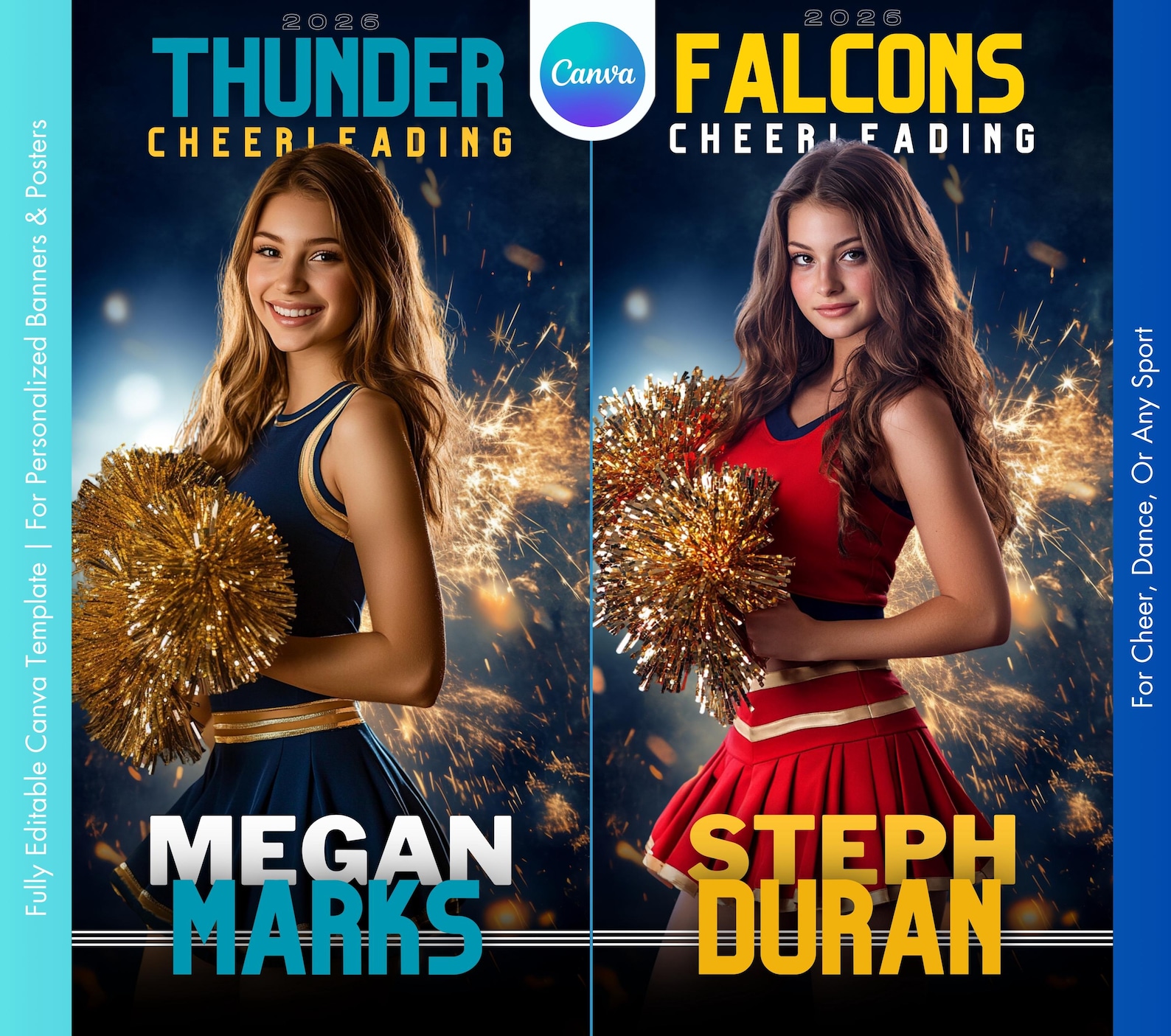 8 Cheer Canva Template Bundle | for Custom Dance Posters, Cheerleading ...