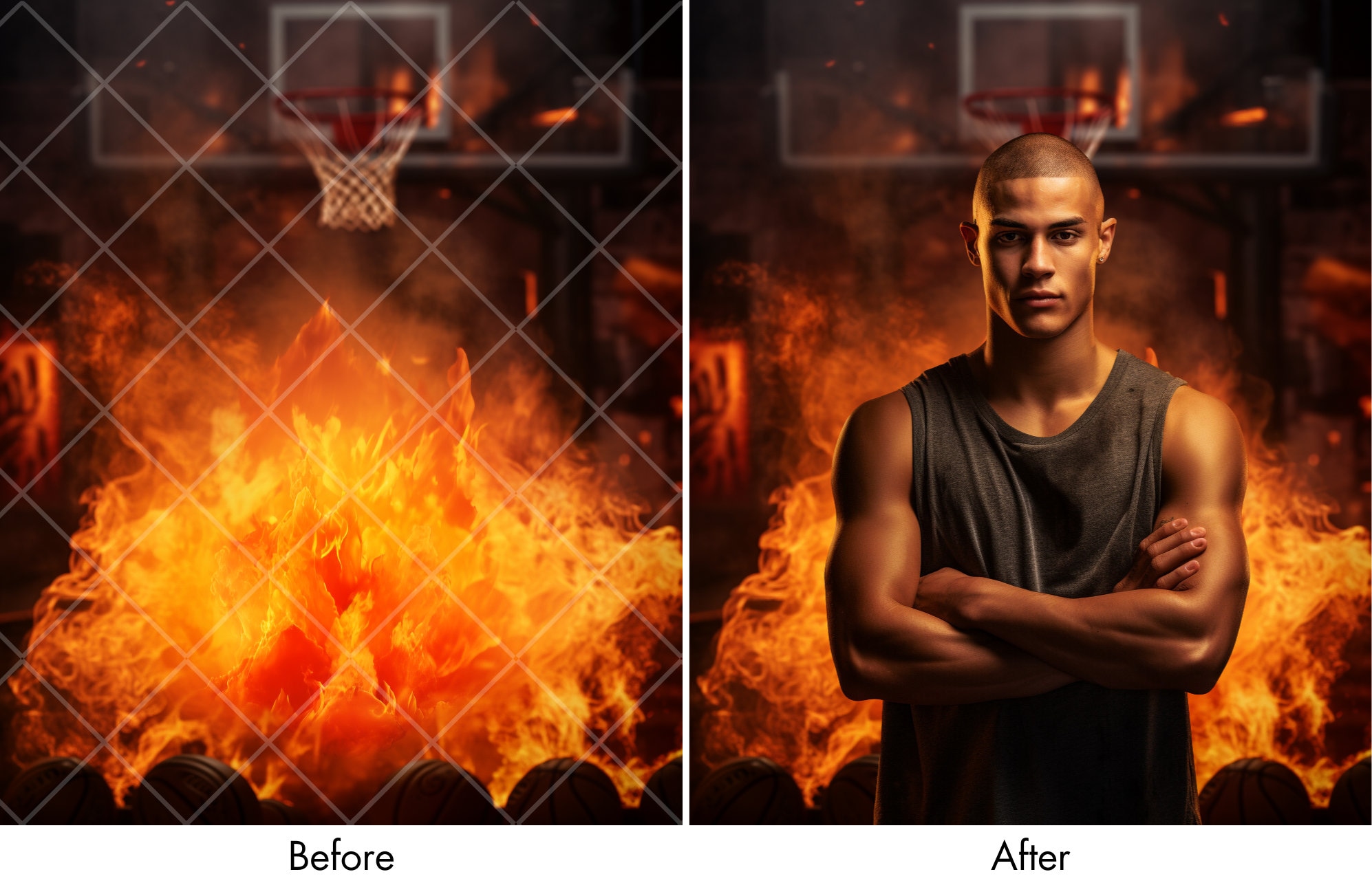 14 Fiery Basketball Backgrounds for Sports Photoshoots Digital Portrait ...