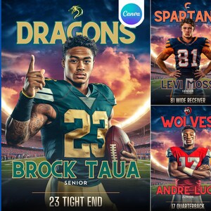6 Football Canva Template Bundle | for Senior Night Sports Posters ...