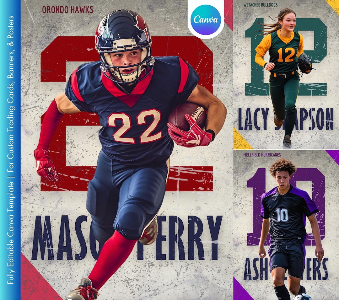 Sports Trading Card Canva Template | for Senior Athlete Banner, Sports ...