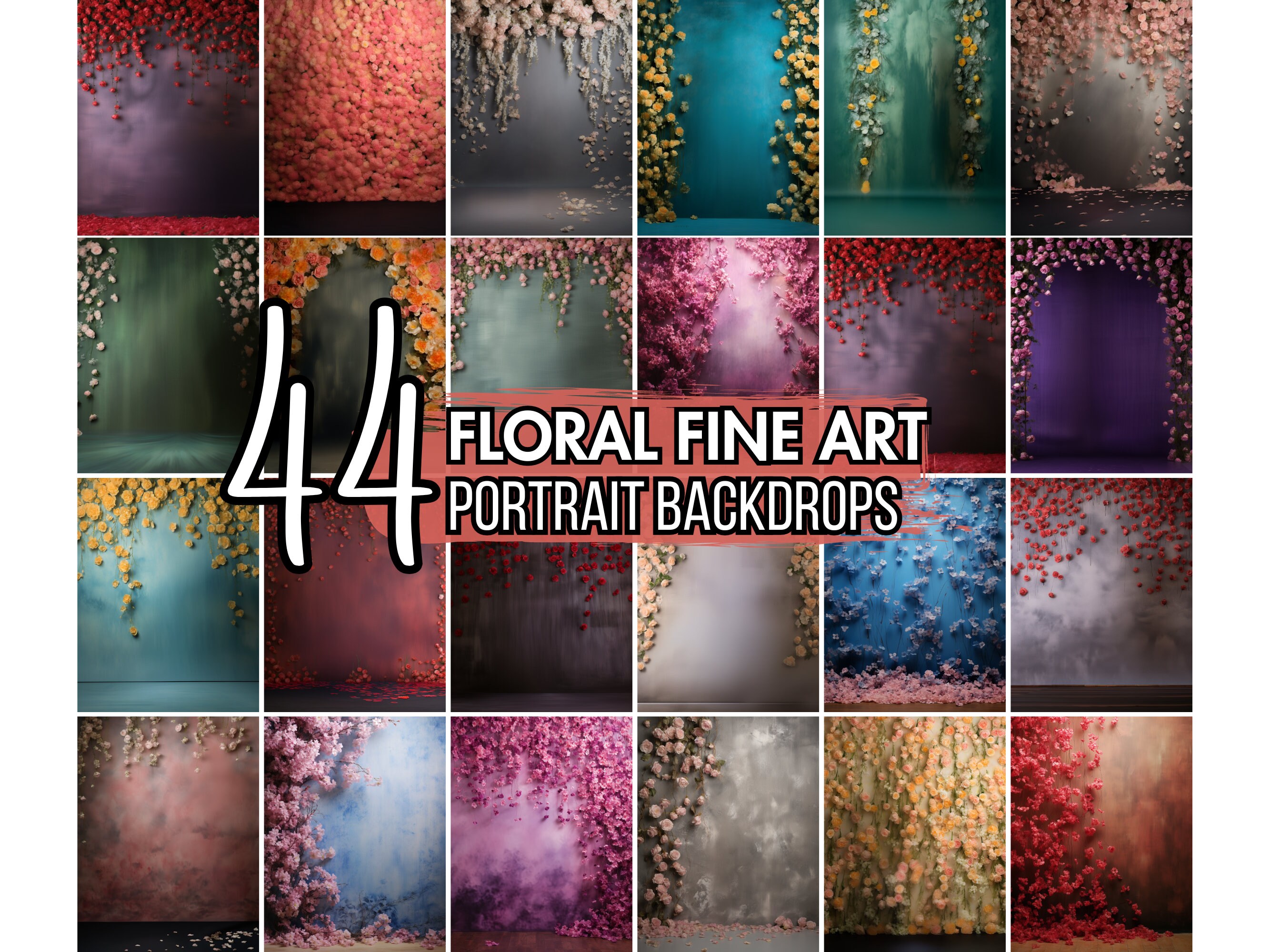 44 Fine Art Digital Studio Backdrop for Floral Maternity Portrait ...