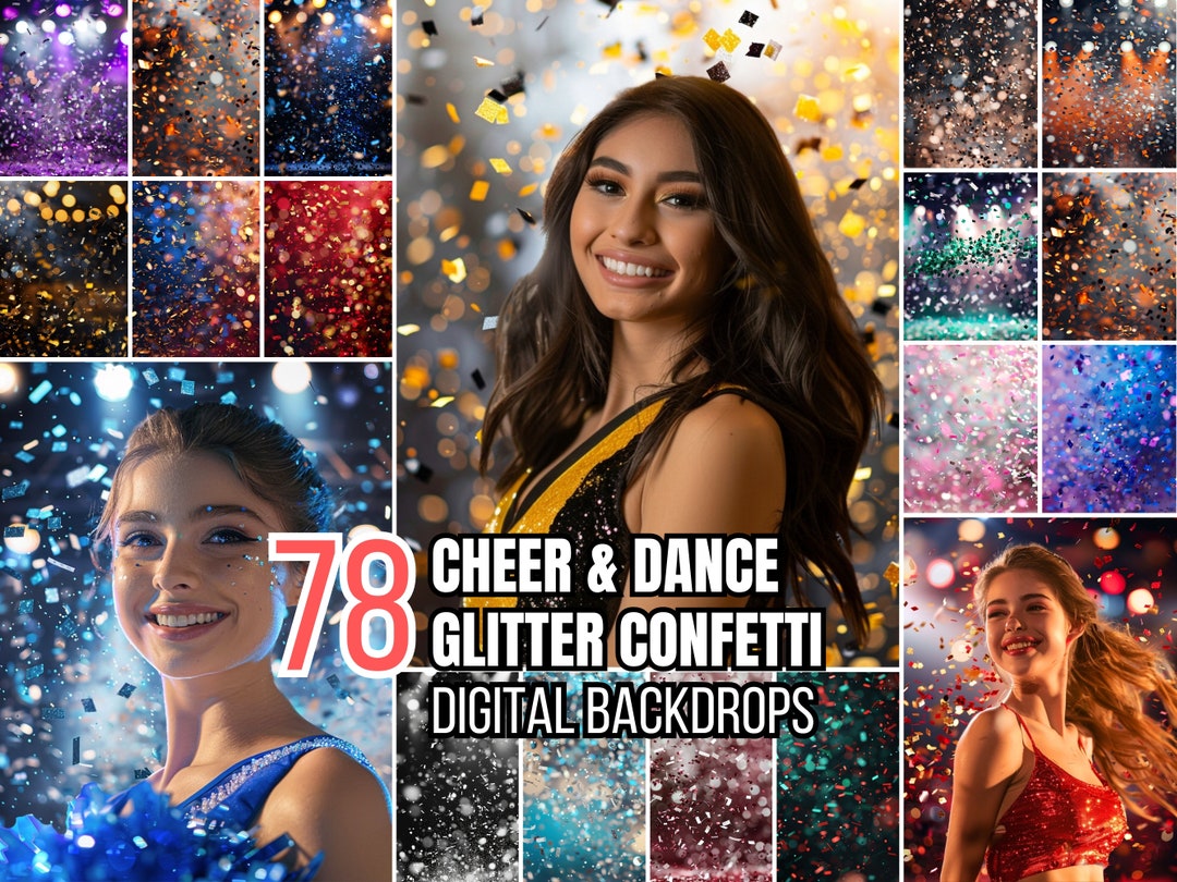 78 Cheer & Dance Glitter Confetti Digital Backdrops | for Senior Poster ...