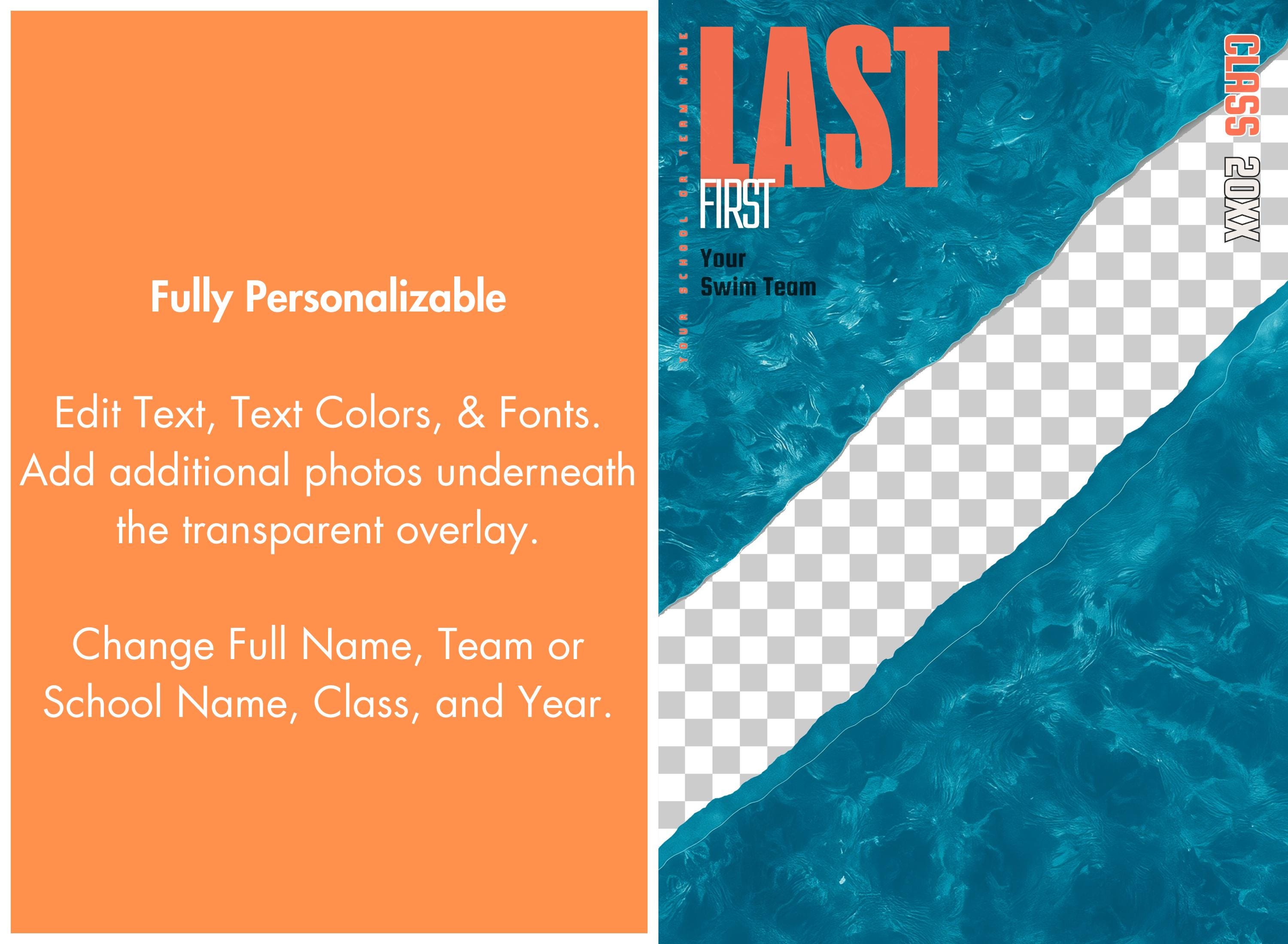 Swim Poster & Banner Canva Template | Swimmer Background for Memory ...