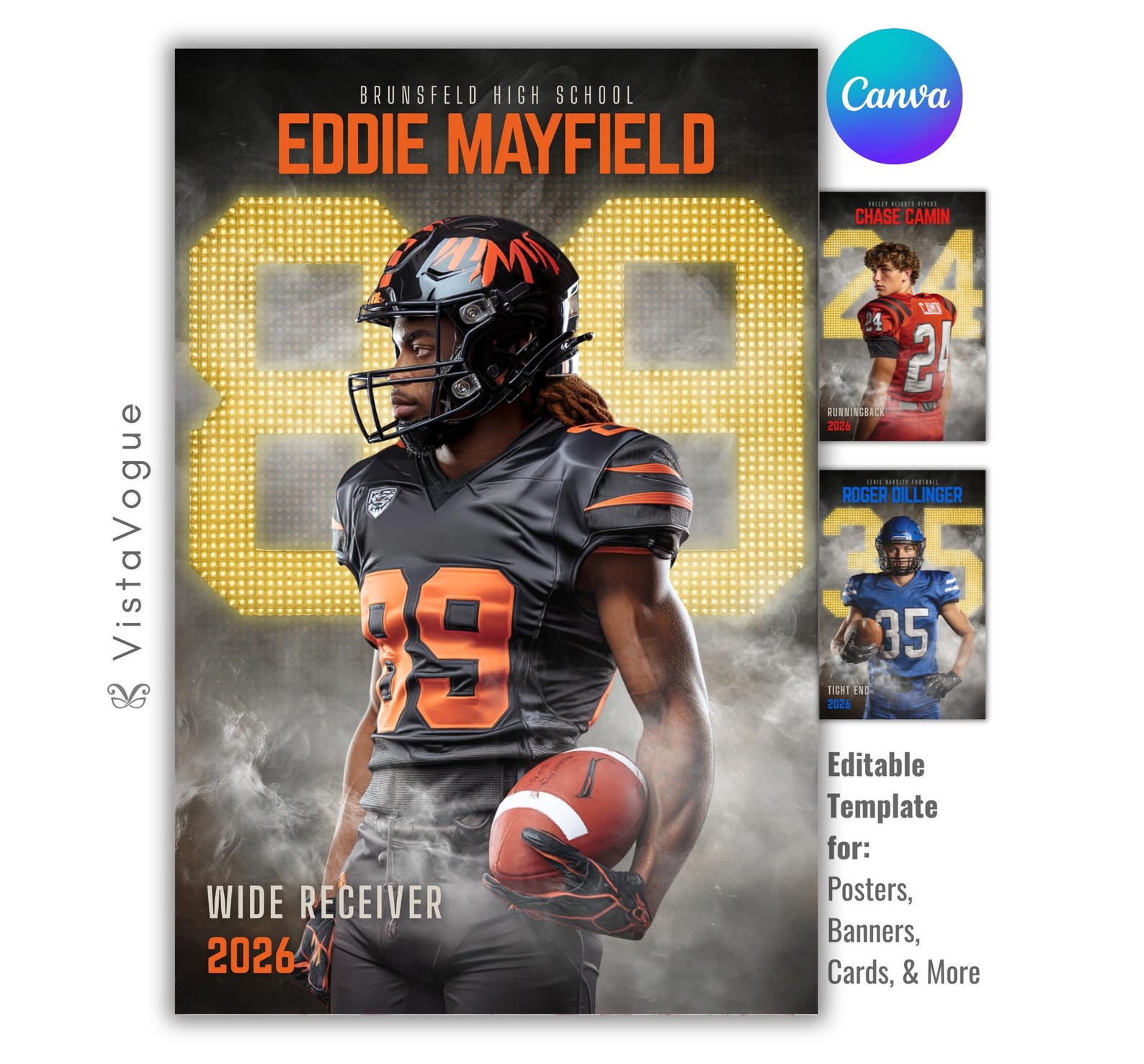 Football Canva Template | Custom Sports Poster, Football Banner, Memory ...