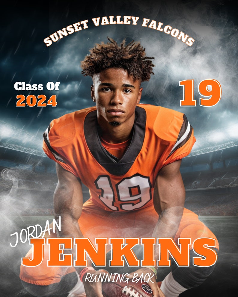 Football Player Canva Template Editable High School Senior Sports ...