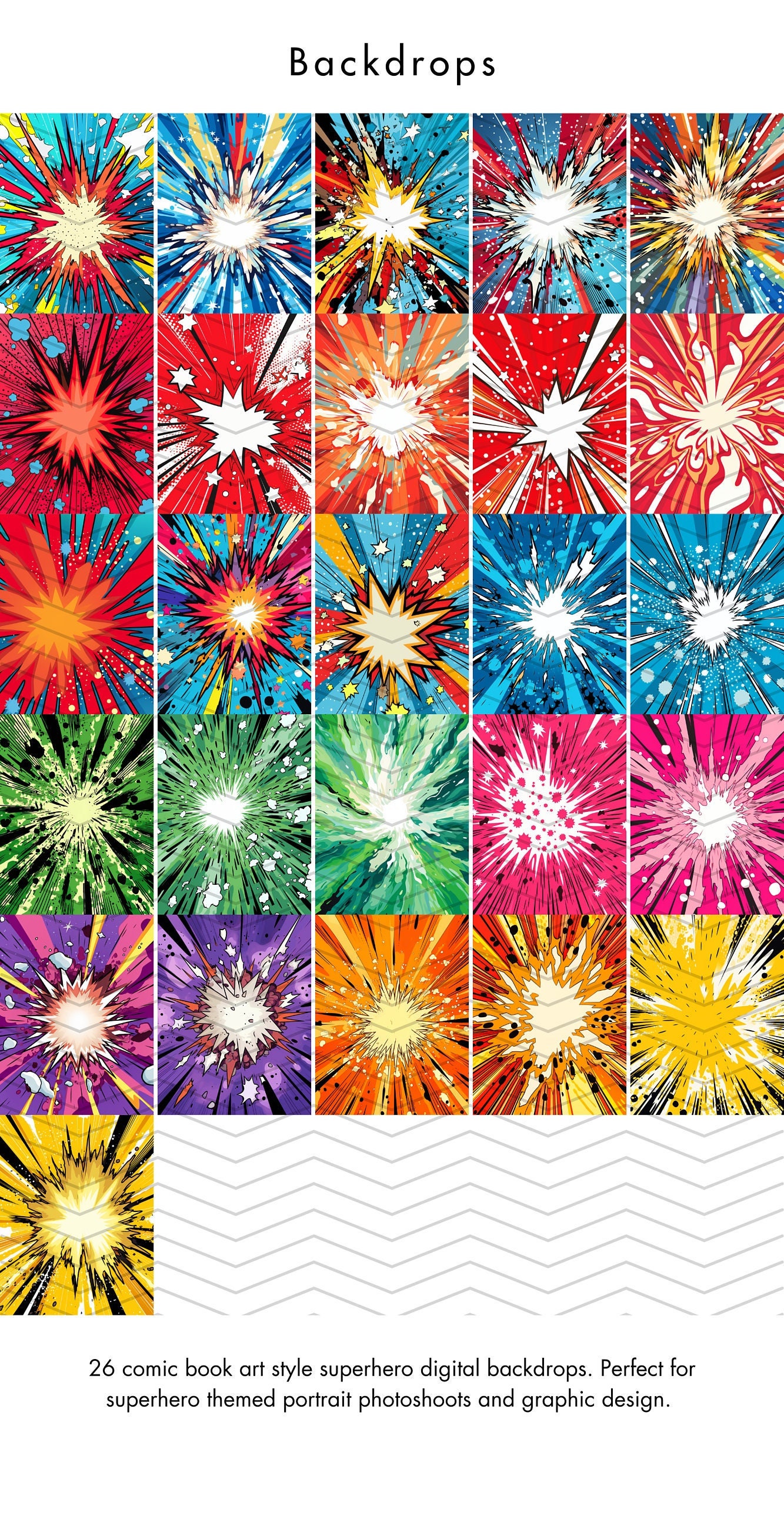26 Comic Superhero Backdrops | Comicbook Digital Backdrops | for ...