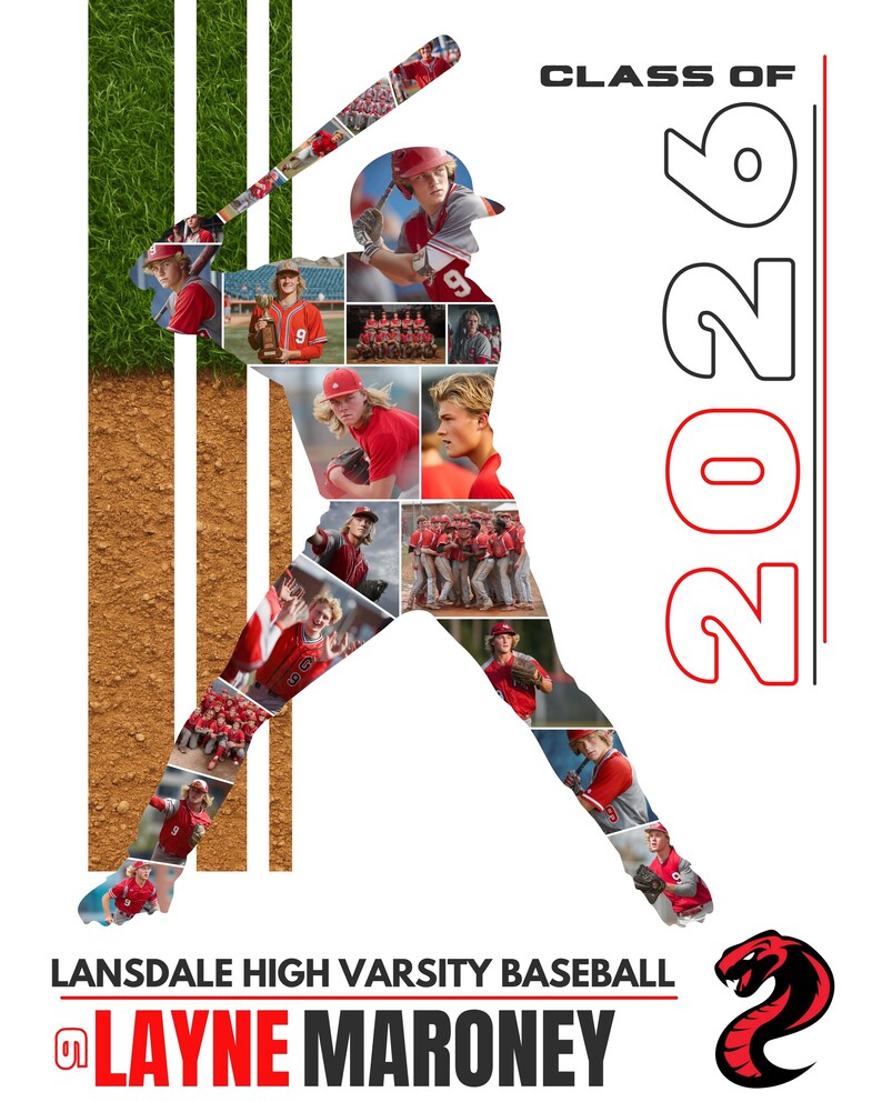Baseball Photo Collage Template | Editable in Canva | Senior Night ...