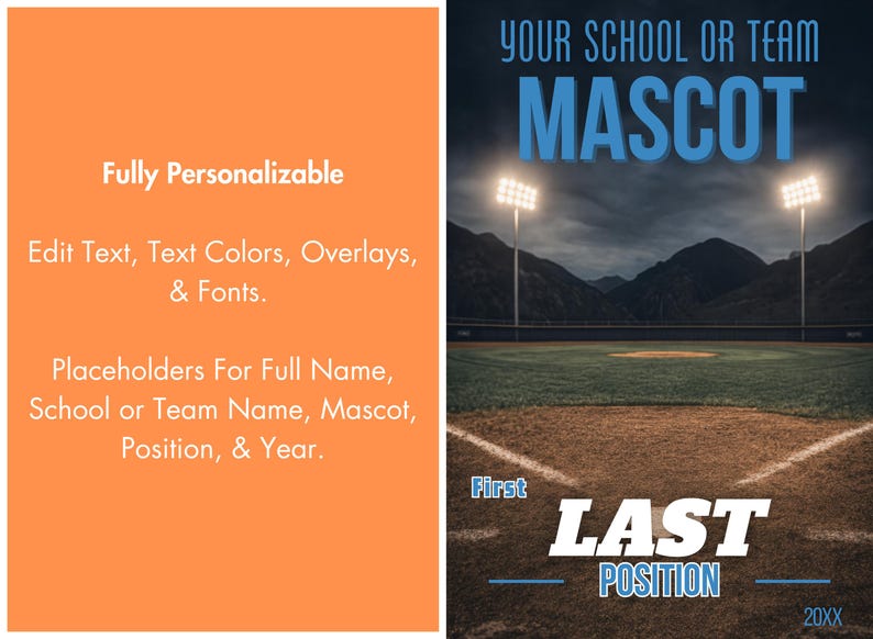 Baseball Poster Template | Editable in Canva | Custom Sports Poster ...